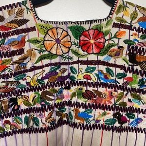Tops | Vintage Handmade Cotton Birds Huipil Poncho | Poshmark
